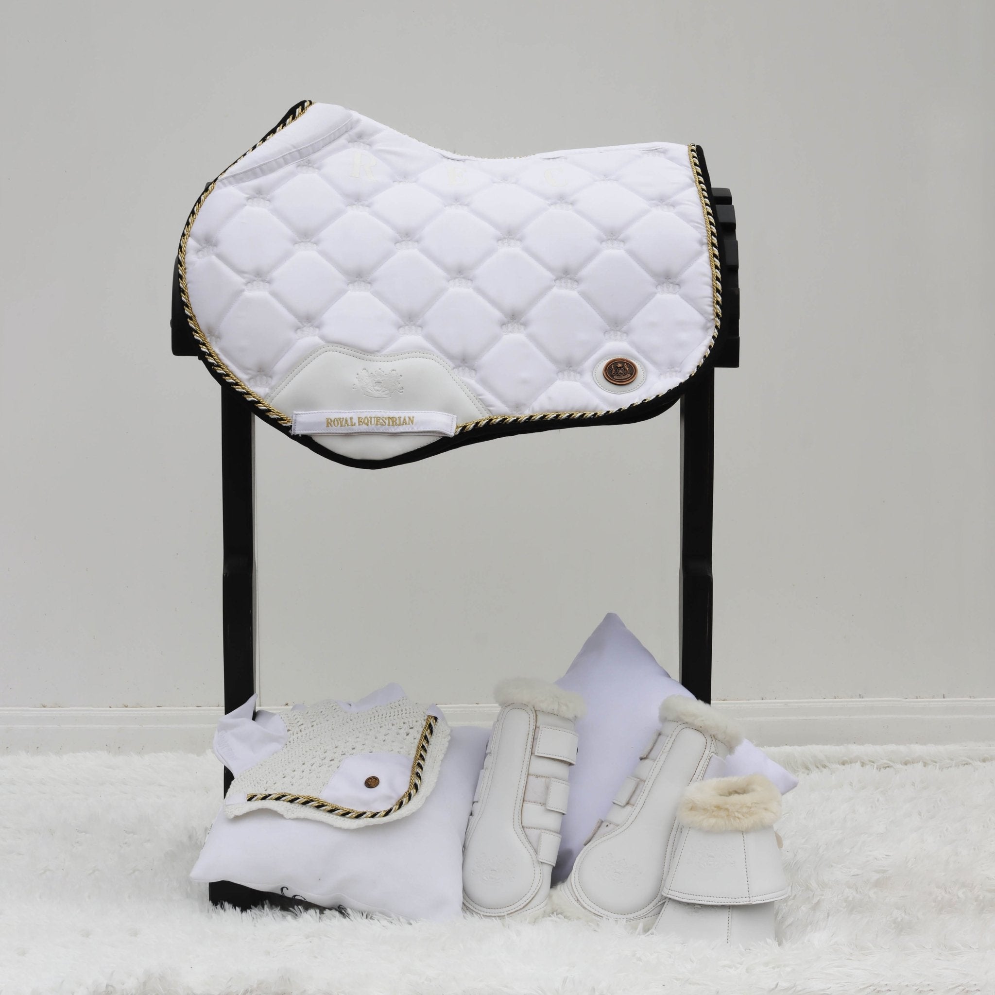 Saddle Pad Jump White Gold | Royal Equestrian